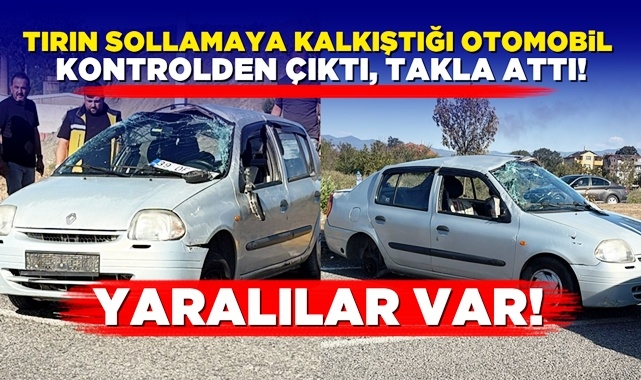 Tırın sollamaya kalkıştığı otomobil yoldan çıktı, takla attı! - Asayiş ...